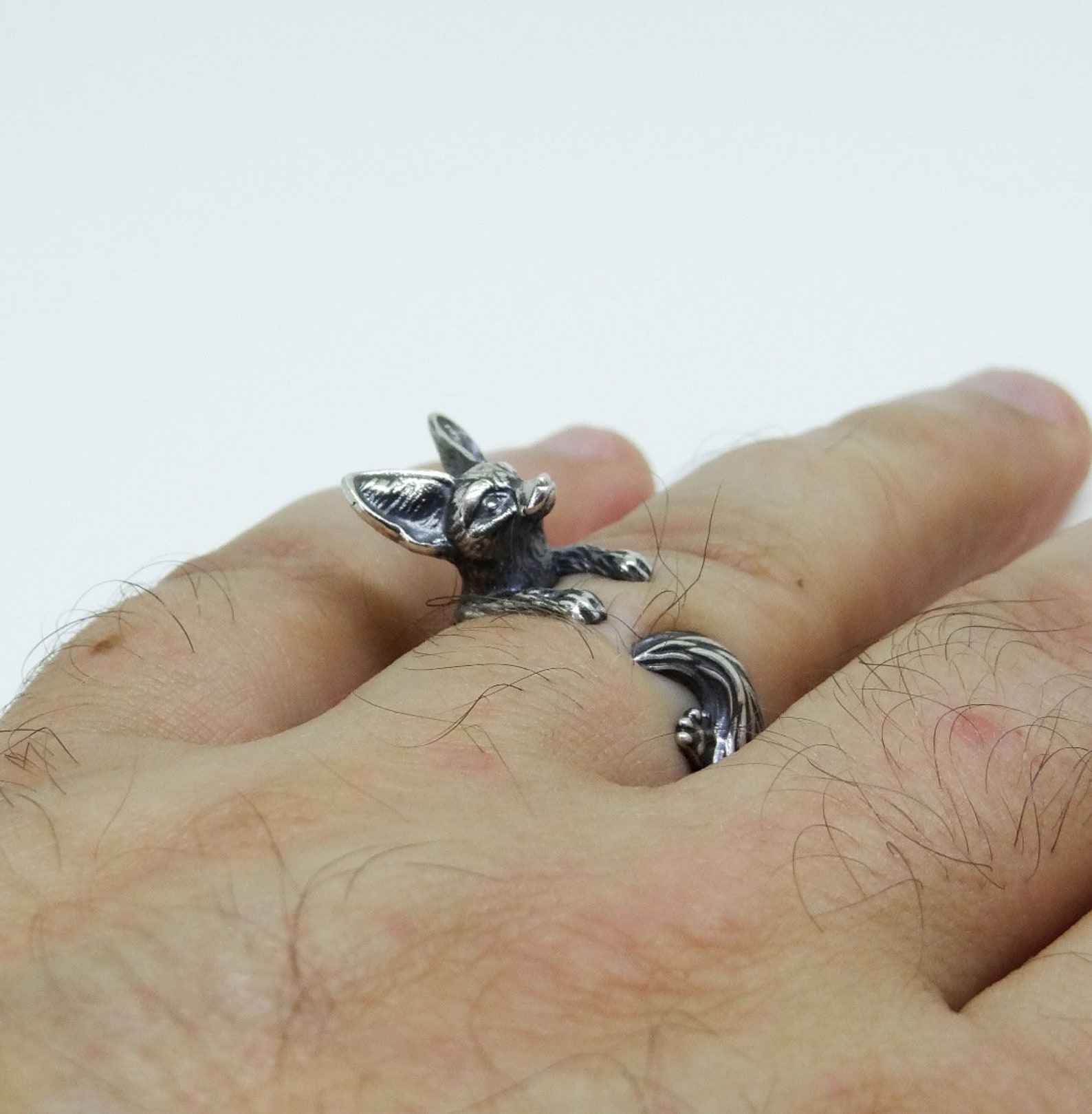 Fennec Fox Ring in Sterling Silver Silver Fox Ring - Etsy