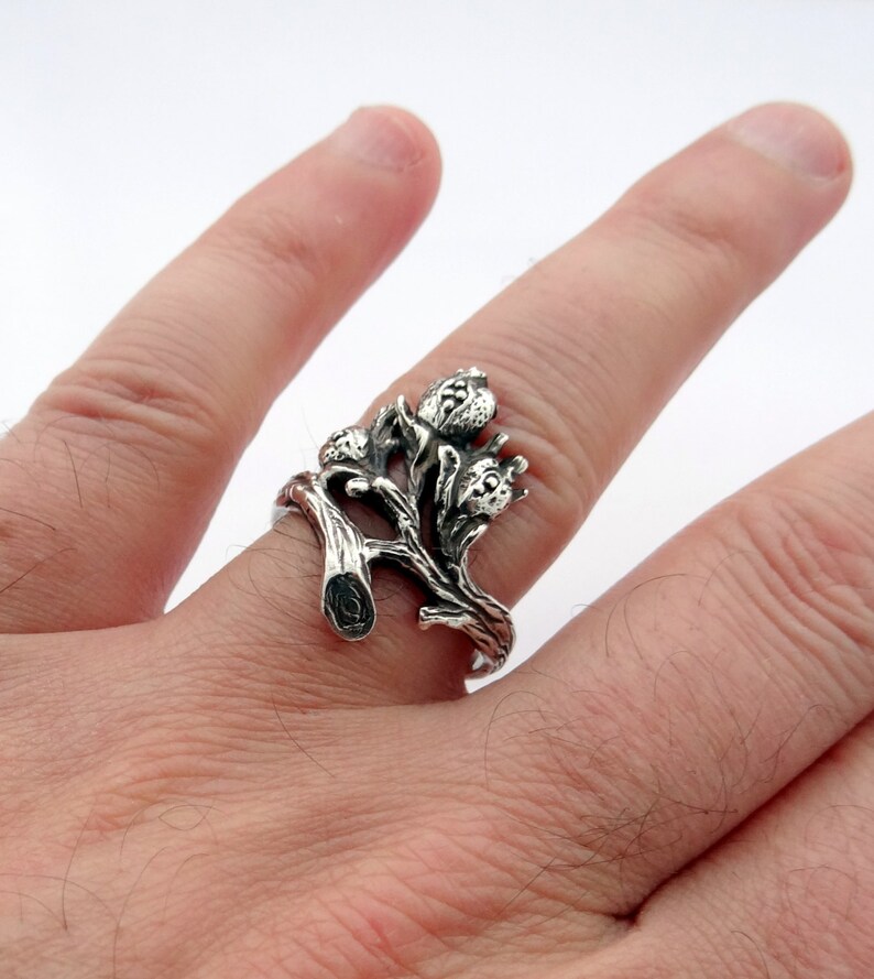 Pomegranate Branch Ring Sterling Silver Ring - Etsy