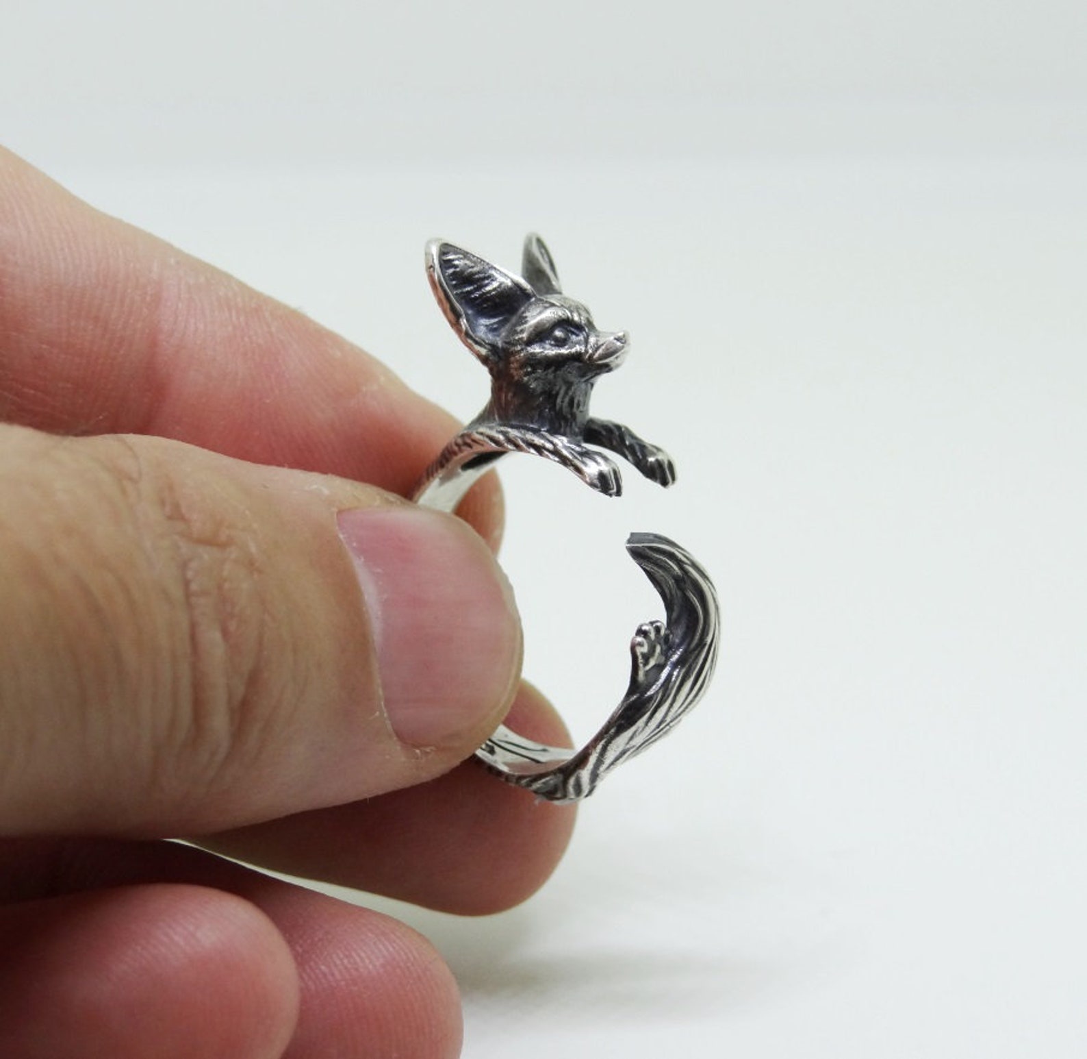 Fennec Fox Ring in Sterling Silver Silver Fox Ring - Etsy