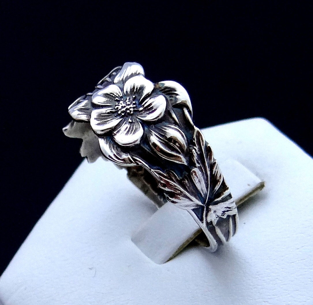 Sterling Silver Flower Ring Floral Ring Silver Ring Boho Ring | Etsy
