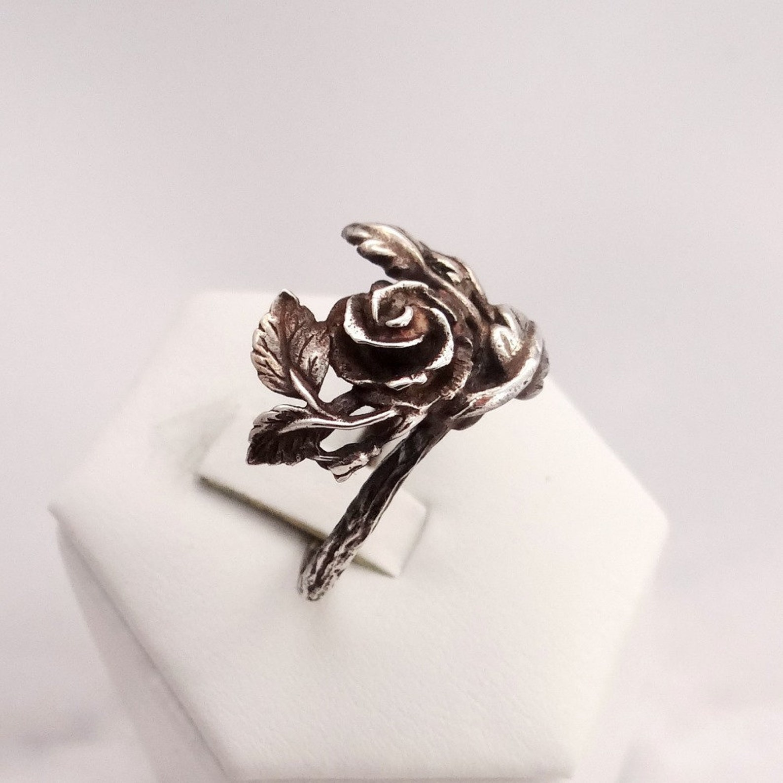 Beautiful Sterling Silver Rose Ring Detailed Floral | Etsy