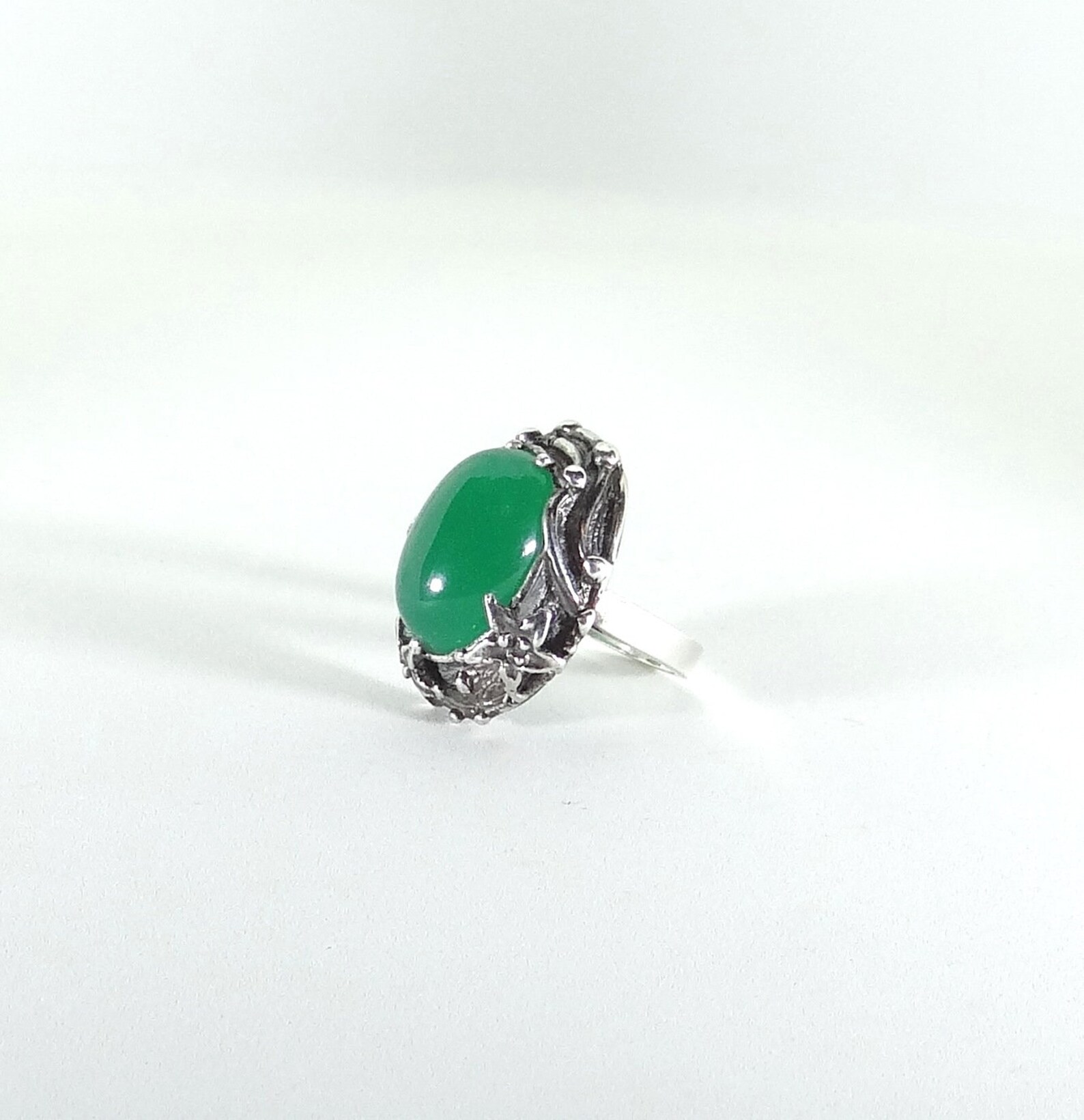 Ring in Sterling Silver With Green Stone Sterling Silver Ring - Etsy