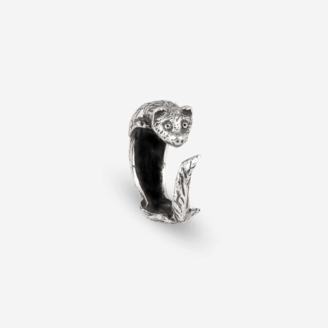 Handmade Sterling Silver Ferret Ring Unique Ferret Jewelry for Ferret ...