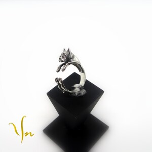 Boxer Dog Ring Sterling Silver Dog Ring Wrap Ring Adjustable Ring ...