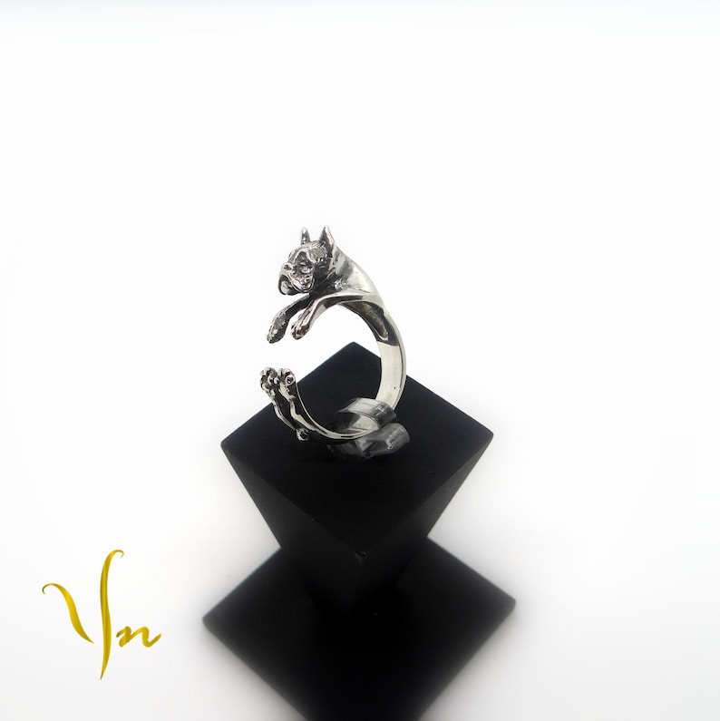 Boxer Dog Ring Sterling Silver Dog Ring Wrap Ring Adjustable | Etsy