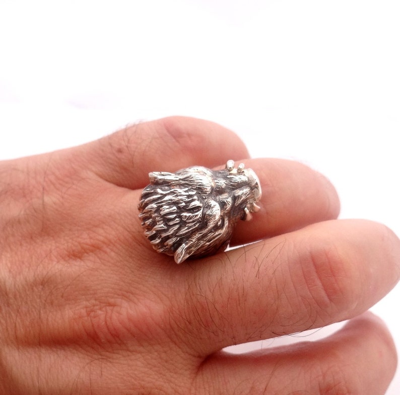 Wild Boar Ring Sterling Silver Ring Animal Ring Animal - Etsy