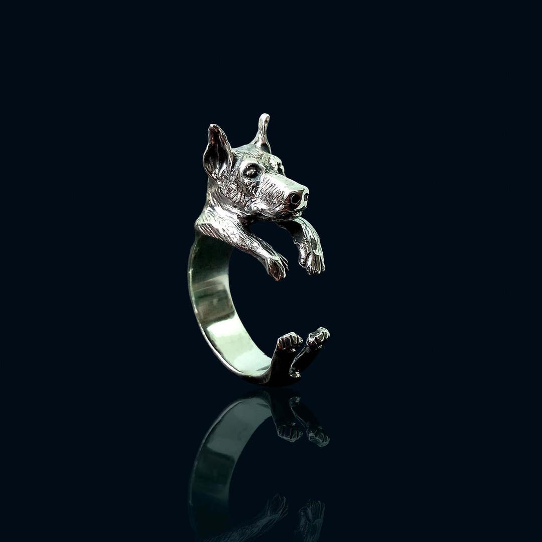 Sterling Silver Doberman Ring, Doberman Pinscher, Silver Doberman ...