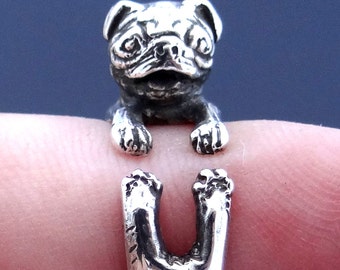 Handmade Pug Cuddle Wrap Ring Sterling Silver 14k Gold - Etsy