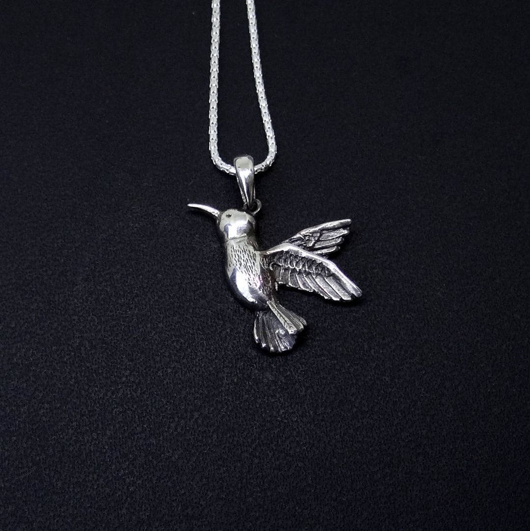 Sterling Silver Hummingbird Necklace, Hummingbird Pendant, Silver ...