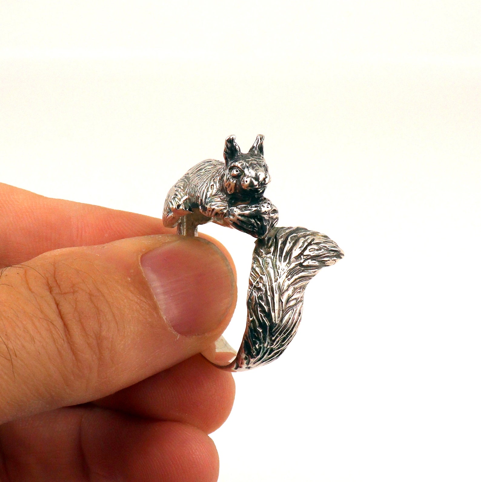 Silver Squirrel Ring Handmade Squirrel Wrap With Nut Ring - Etsy