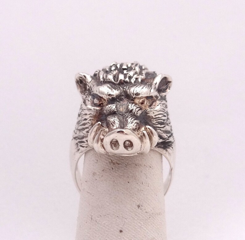 Wild Boar Ring Sterling Silver Ring Animal Ring Animal | Etsy