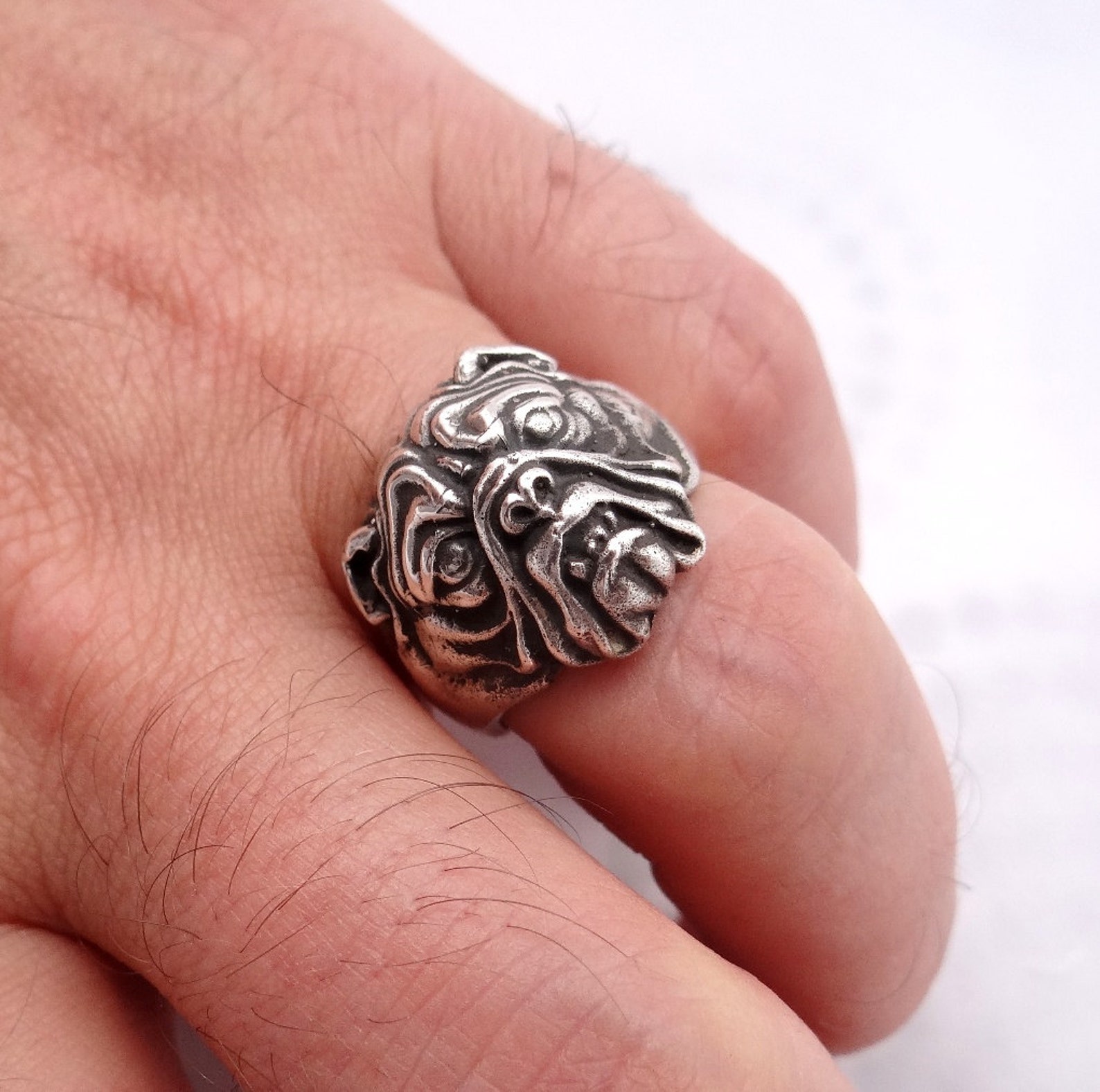 Boxer Dog Ring in Solid Sterling Silver Bulldog Animal Ring - Etsy