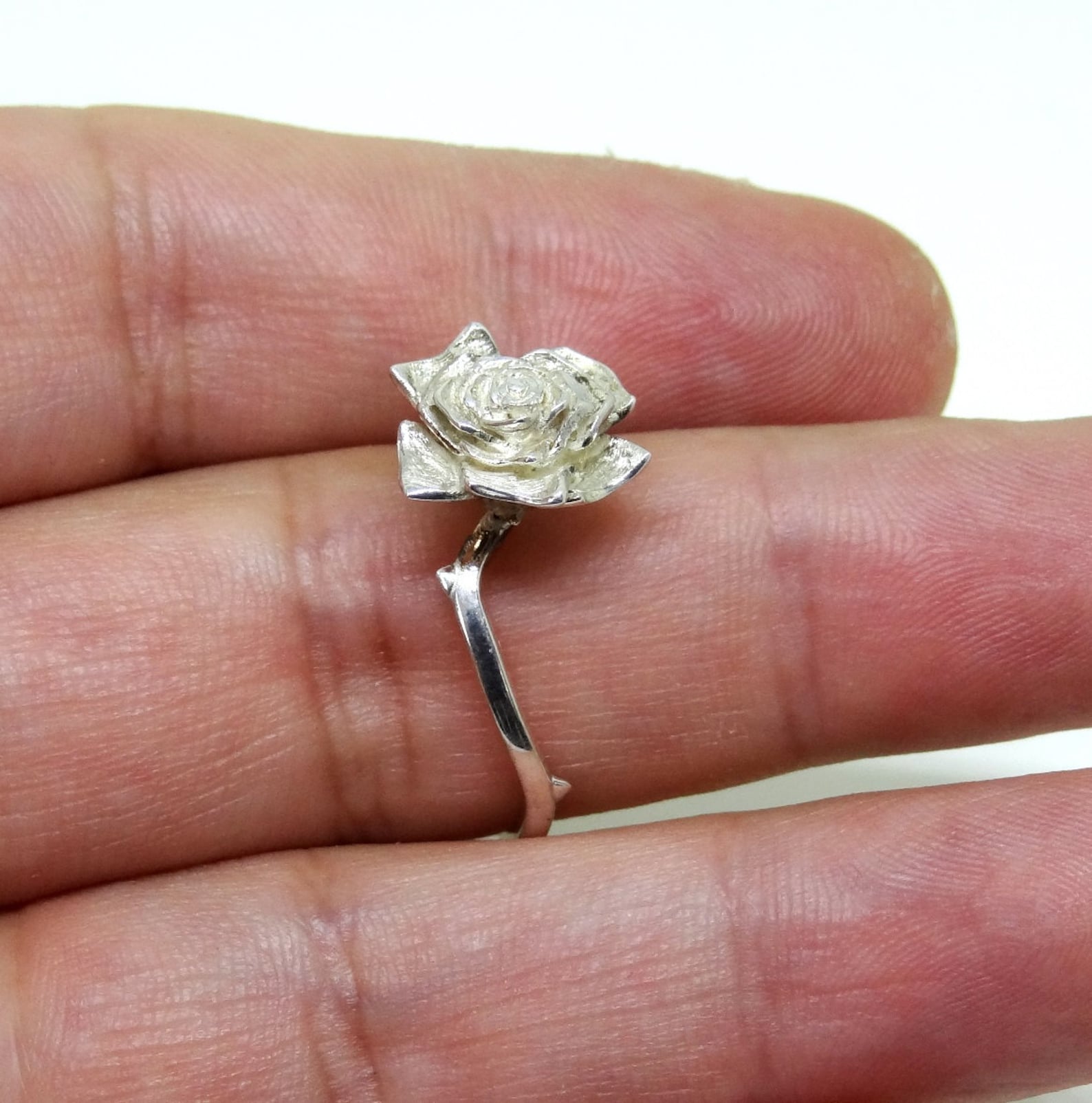 Sterling Silver Rose Flower Ring Handmade Gift for Her - Etsy