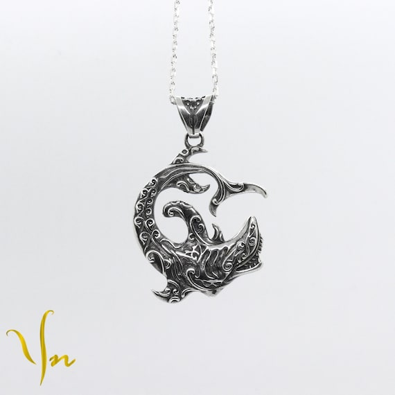 Shark Necklace Pendant With Silver or Rubber Chain Best Gift | Etsy