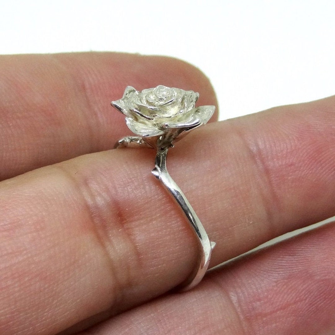 Silver Rose Ring, Handmade Silver Flower Ring - Etsy