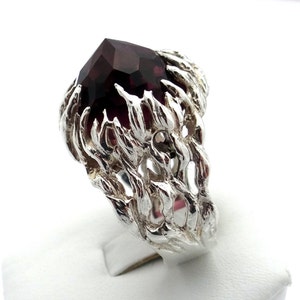 Silver Ring With Man Made Amethyst Silver Rings, Fire Ring, Sterling ...