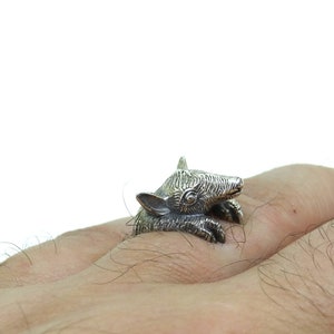 Sterling Silver Anteater Ring, Antbear Ring, Silver Animal Ring, Animal ...