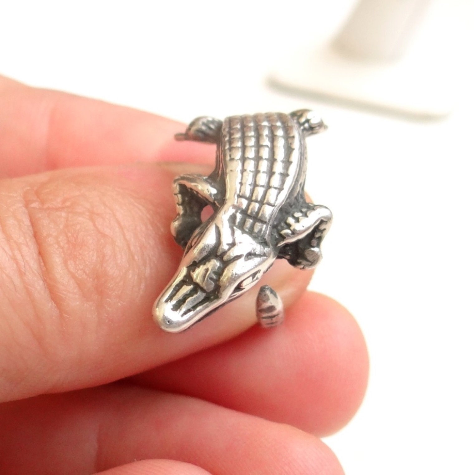 Silver Crocodile Ring Made of Sterling Silver Animal Wrap | Etsy