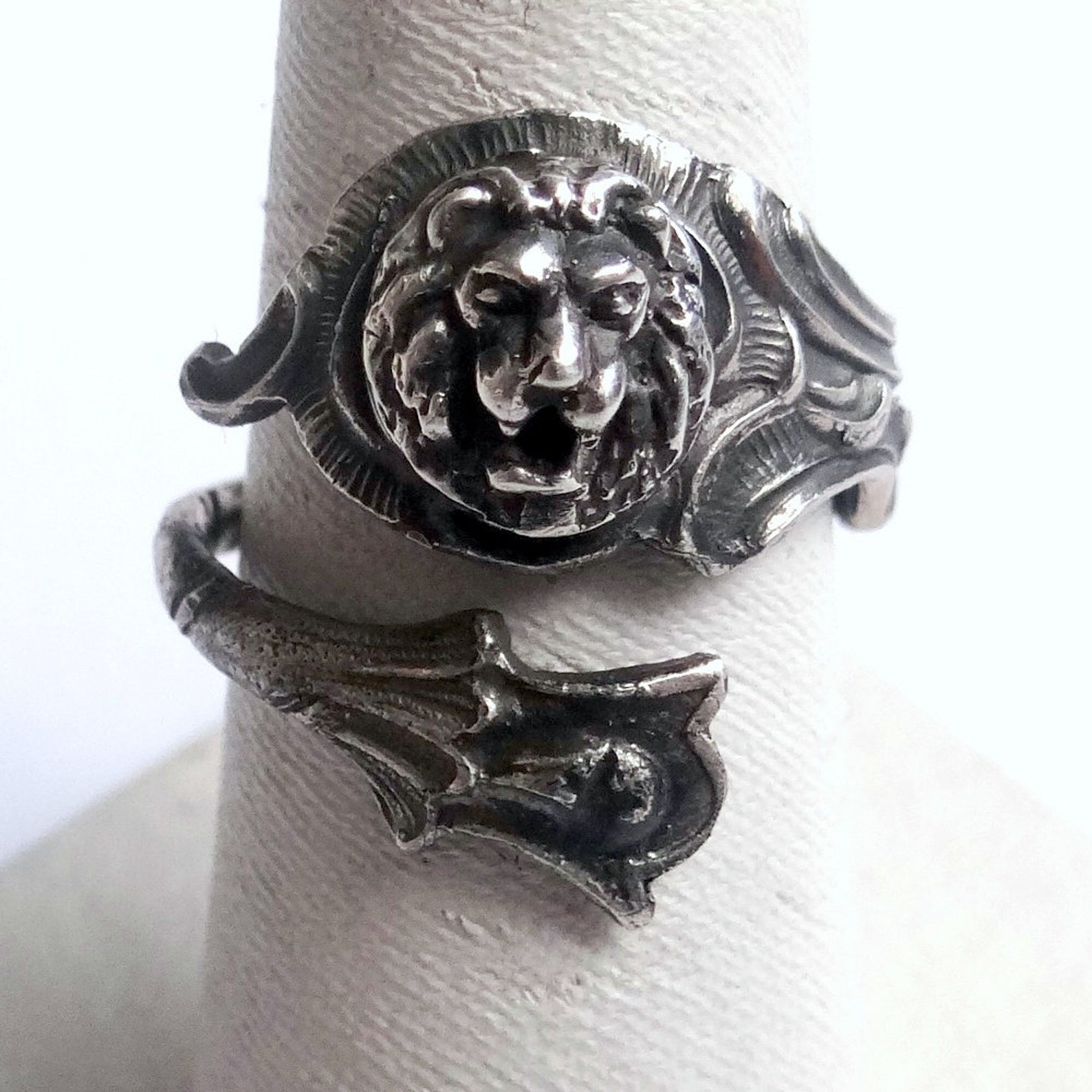 Sterling Silver Spoon Ring With Lion Head Lion Ring for Women - Etsy