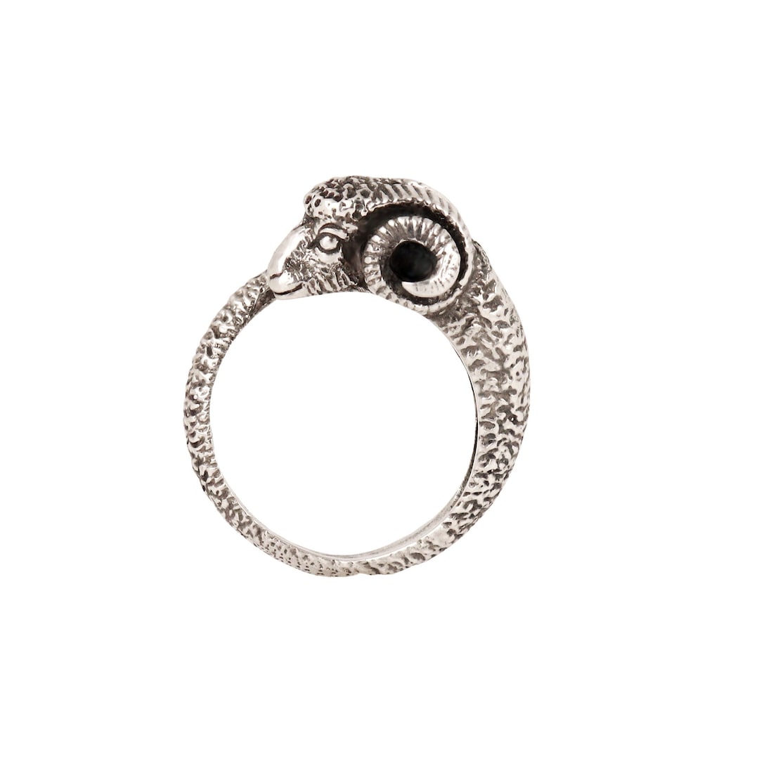 Silver Goat Ring Ram Ring in Sterling Silver Black Sheep - Etsy UK