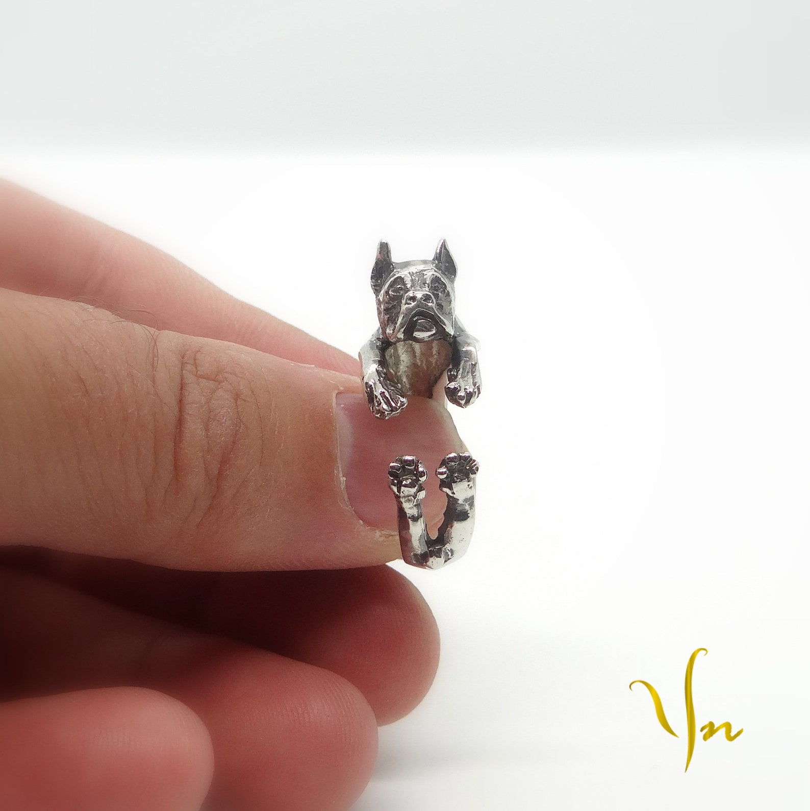 Boxer Dog Ring Sterling Silver Dog Ring Wrap Ring Adjustable - Etsy