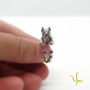 Boxer Dog Ring Sterling Silver Dog Ring Wrap Ring Adjustable Ring ...