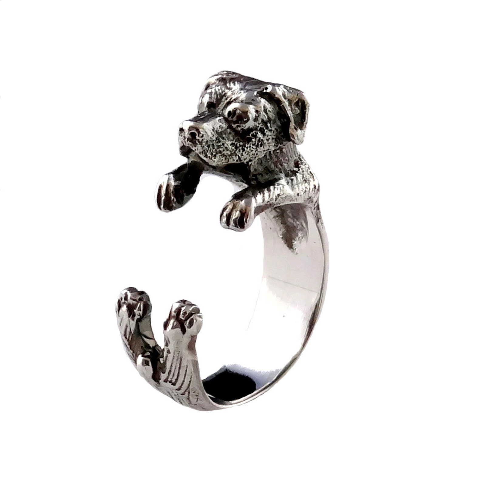 Silver Rottweiler Ring Sterling Silver Dog Ring Dog Wrap - Etsy