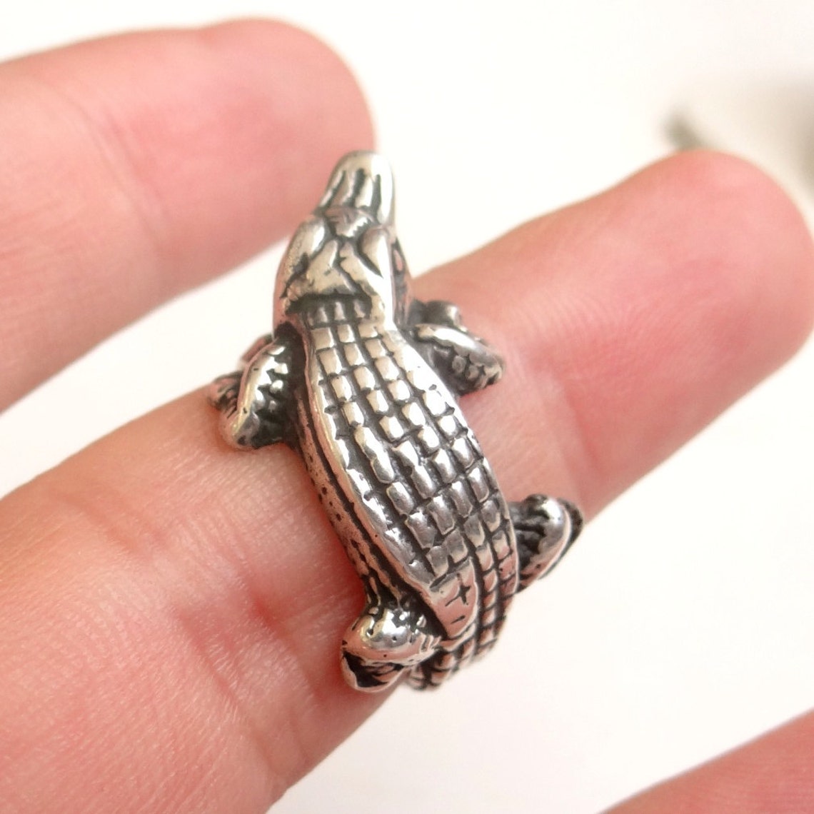 Silver Crocodile Ring Made of Sterling Silver Animal Wrap - Etsy