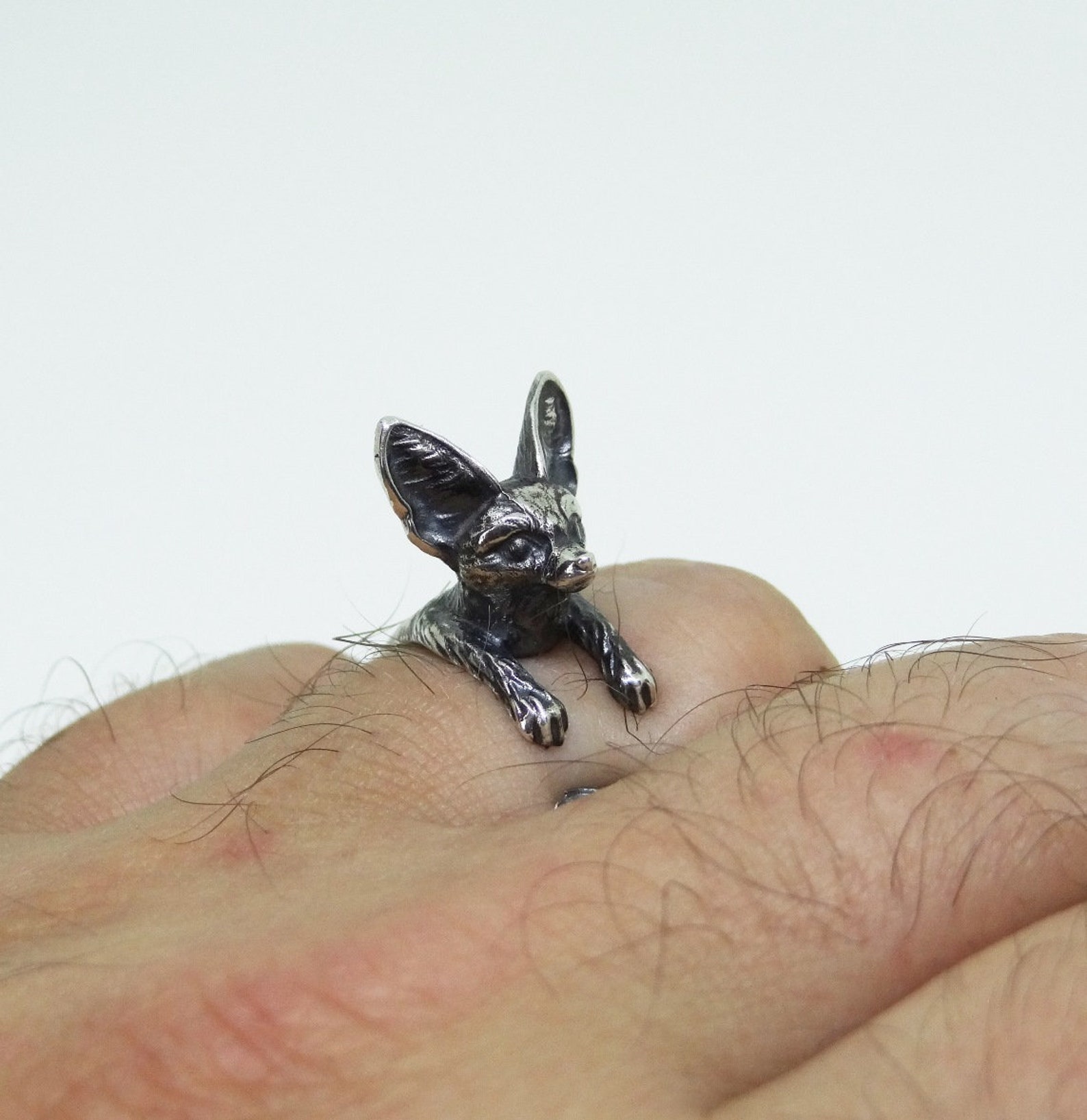 Fennec Fox Ring in Sterling Silver Silver Fox Ring - Etsy