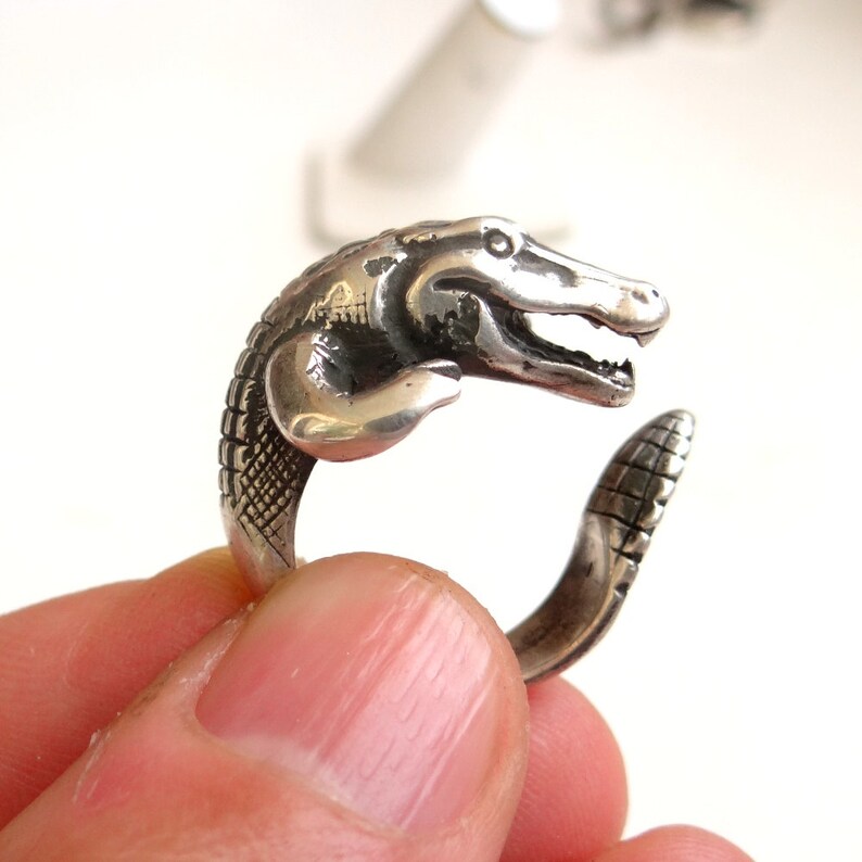 Adjustable Crocodile Ring Sterling Silver Ring Croc Ring - Etsy