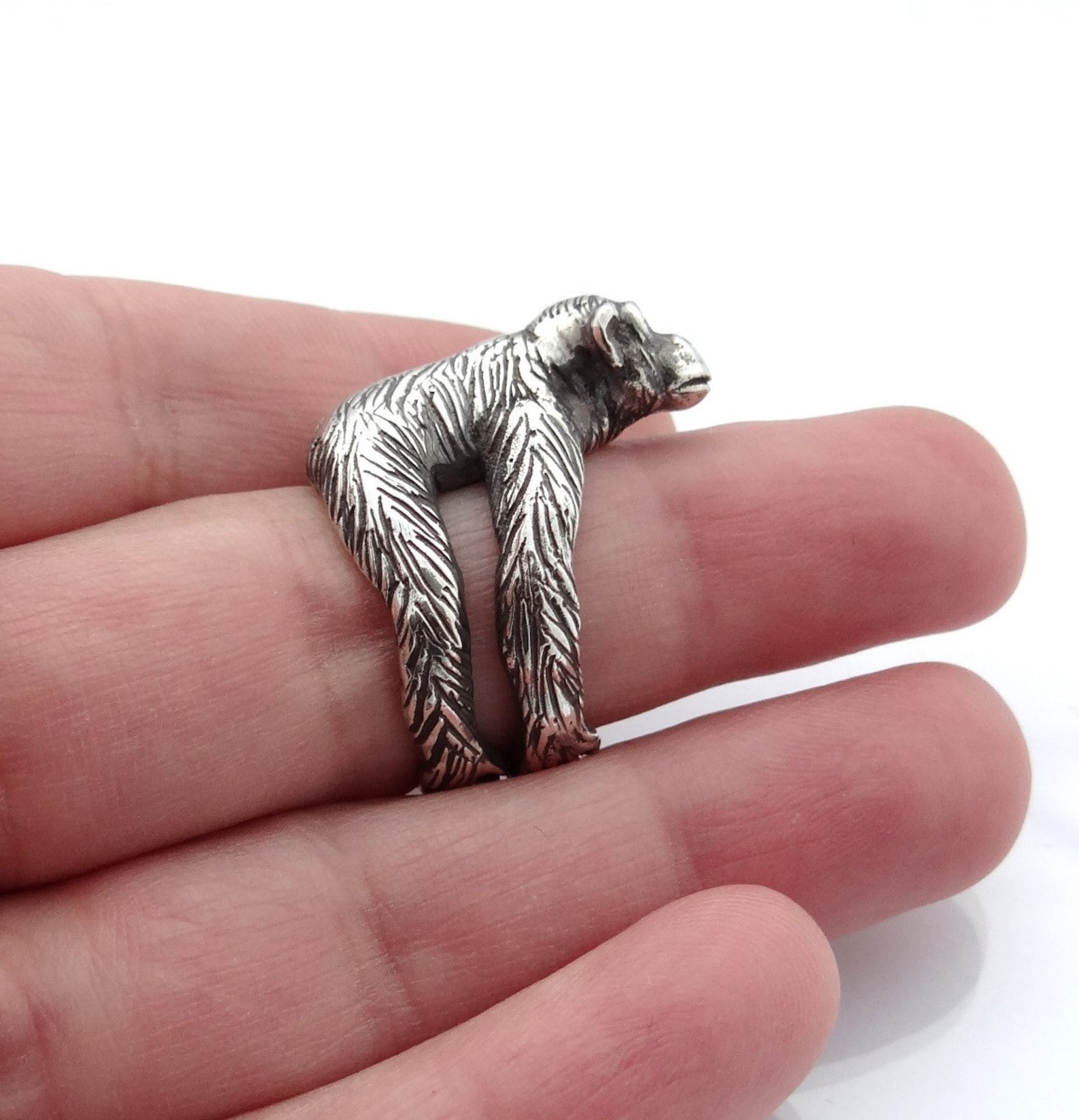 Sterling Silver Chimpanzee Ring Monkey Ring Silver Ring - Etsy