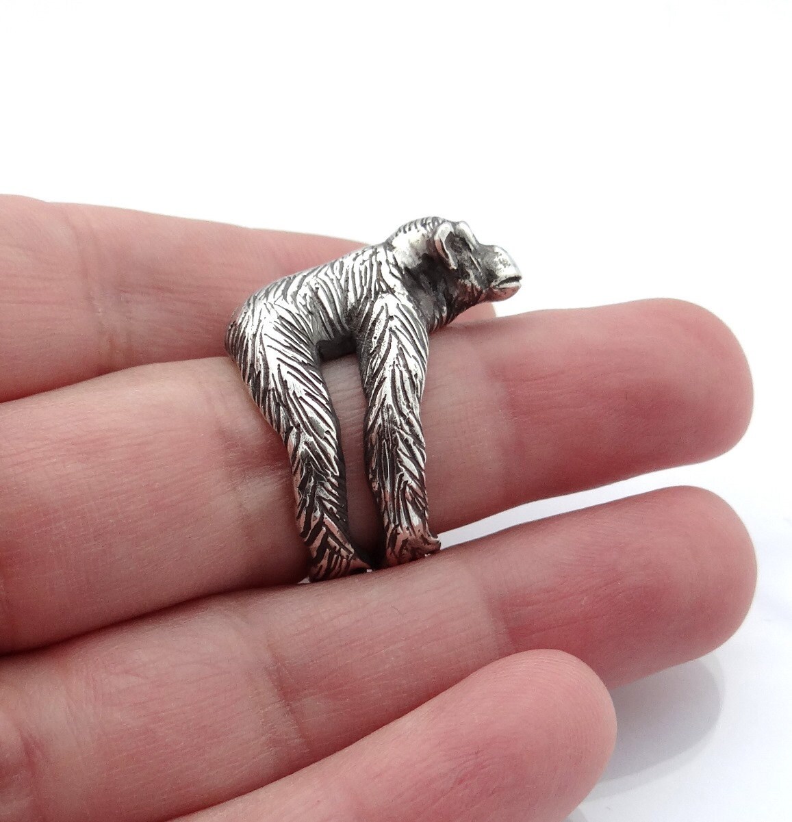 Sterling Silver Chimpanzee Ring Monkey Ring Silver Ring - Etsy