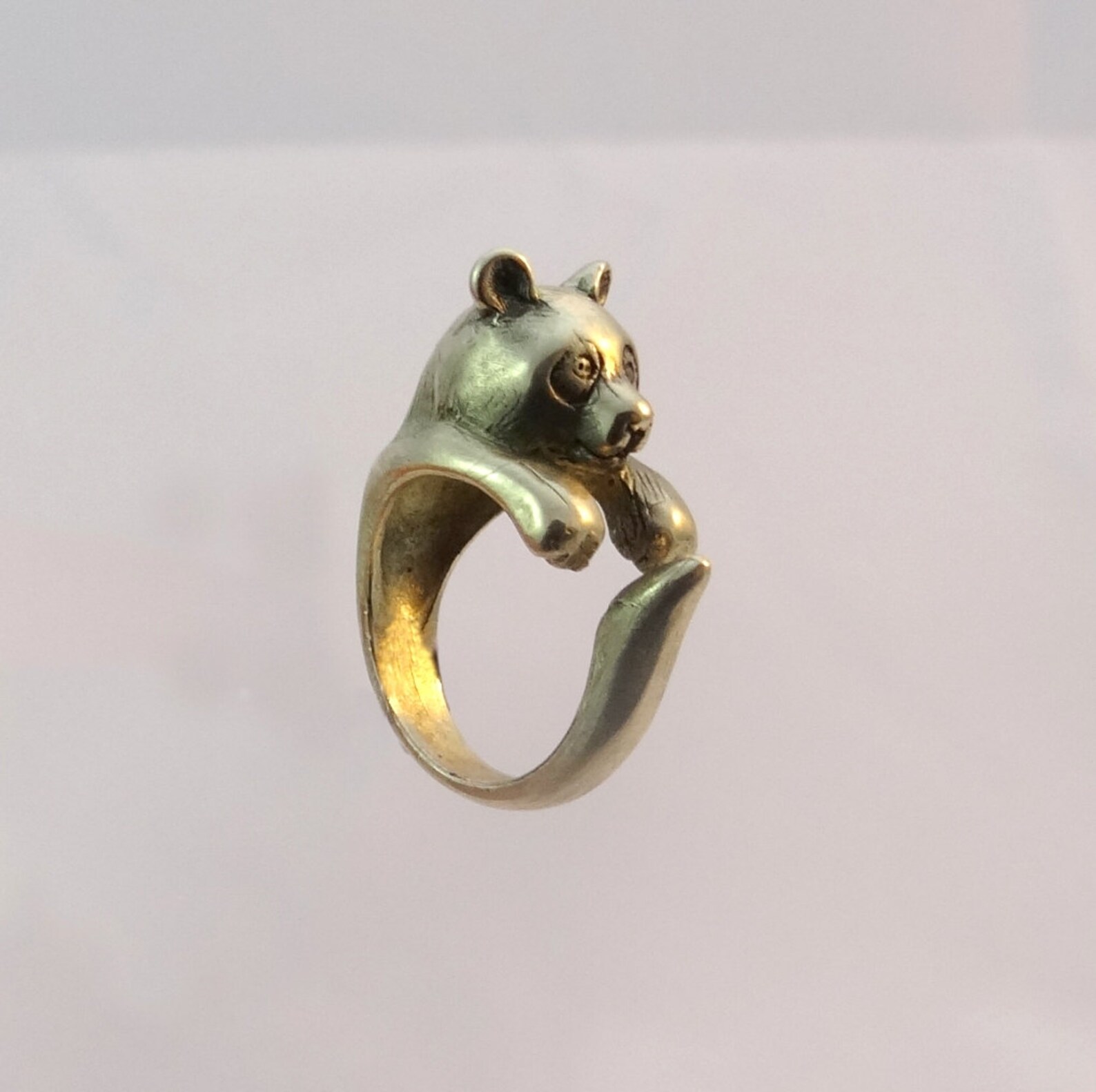 Panda Ring Brass Panda Panda Bear Jewelry Animal Adjustable | Etsy