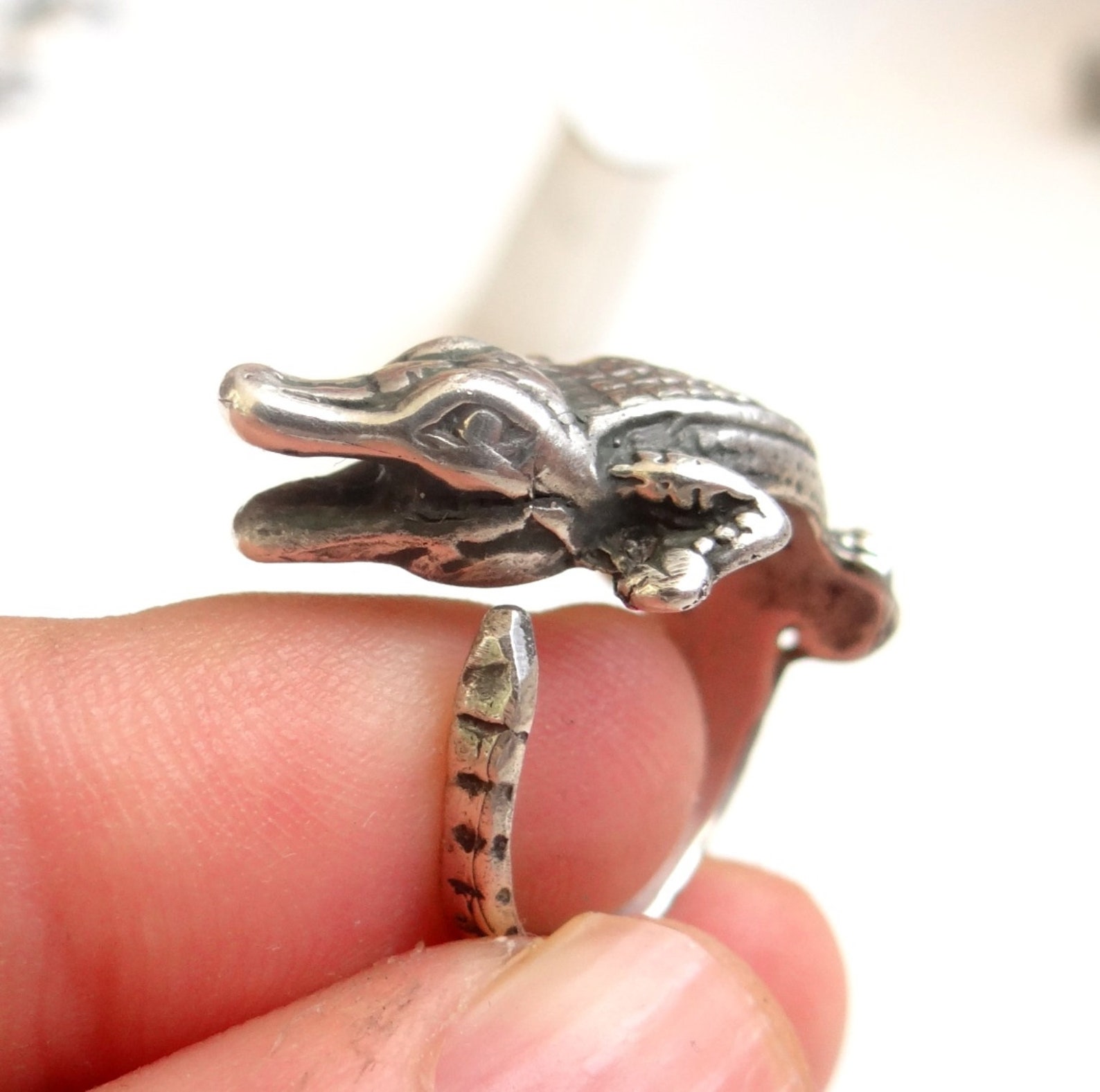 Silver Crocodile Ring Made of Sterling Silver Animal Wrap | Etsy