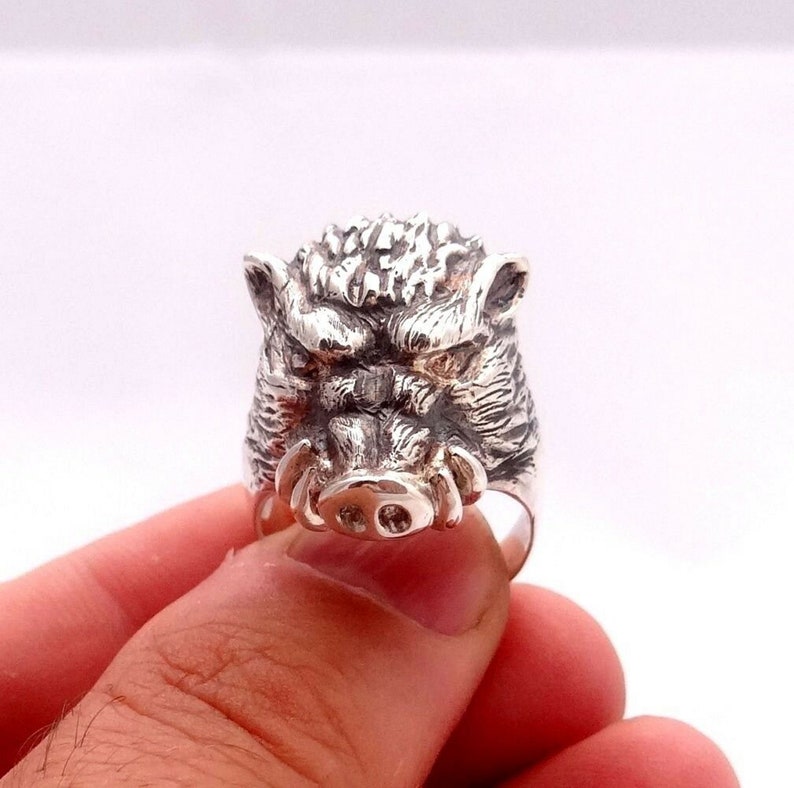 Wild Boar Ring Sterling Silver Ring Animal Ring Animal - Etsy