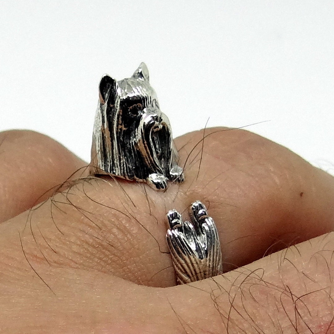 Silver Yorkshire Terrier Ring, Dog Wrap Ring, Animal Ring, Silver Ring ...