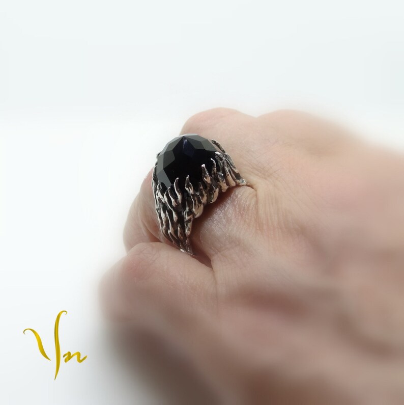 Massive Silver Mystical Ring With Black Stone for Women Eye - Etsy