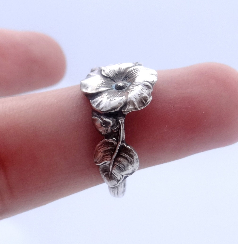 Spoon Ring Sterling Silver Ring Hollyhock ring Reed & | Etsy