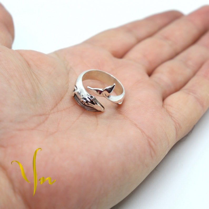 Whale Ring in Sterling Silver Adjustable Whale Ring Nautical - Etsy