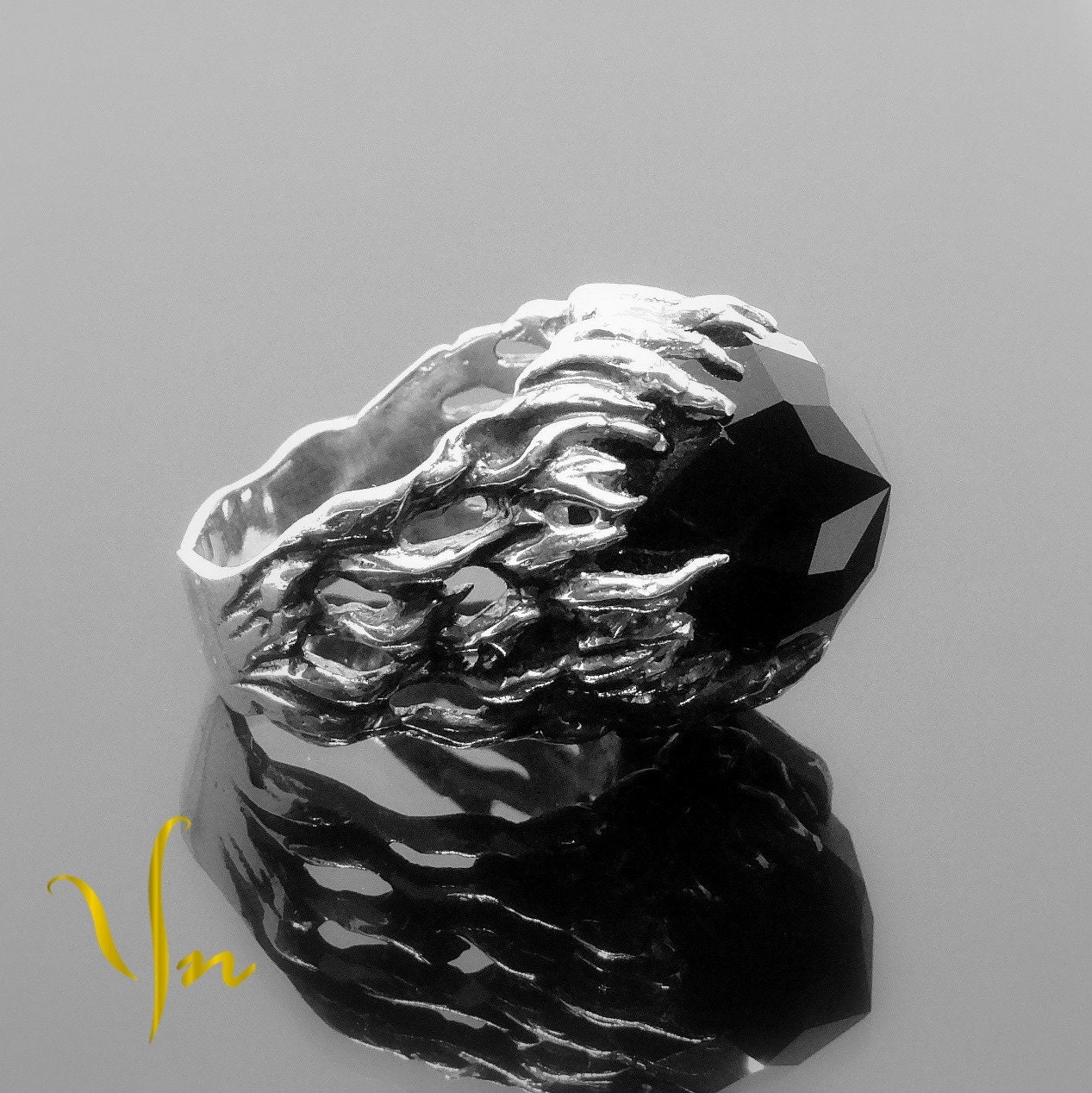 Massive Silver Mystical Ring With Black Stone For Women Eye | Etsy