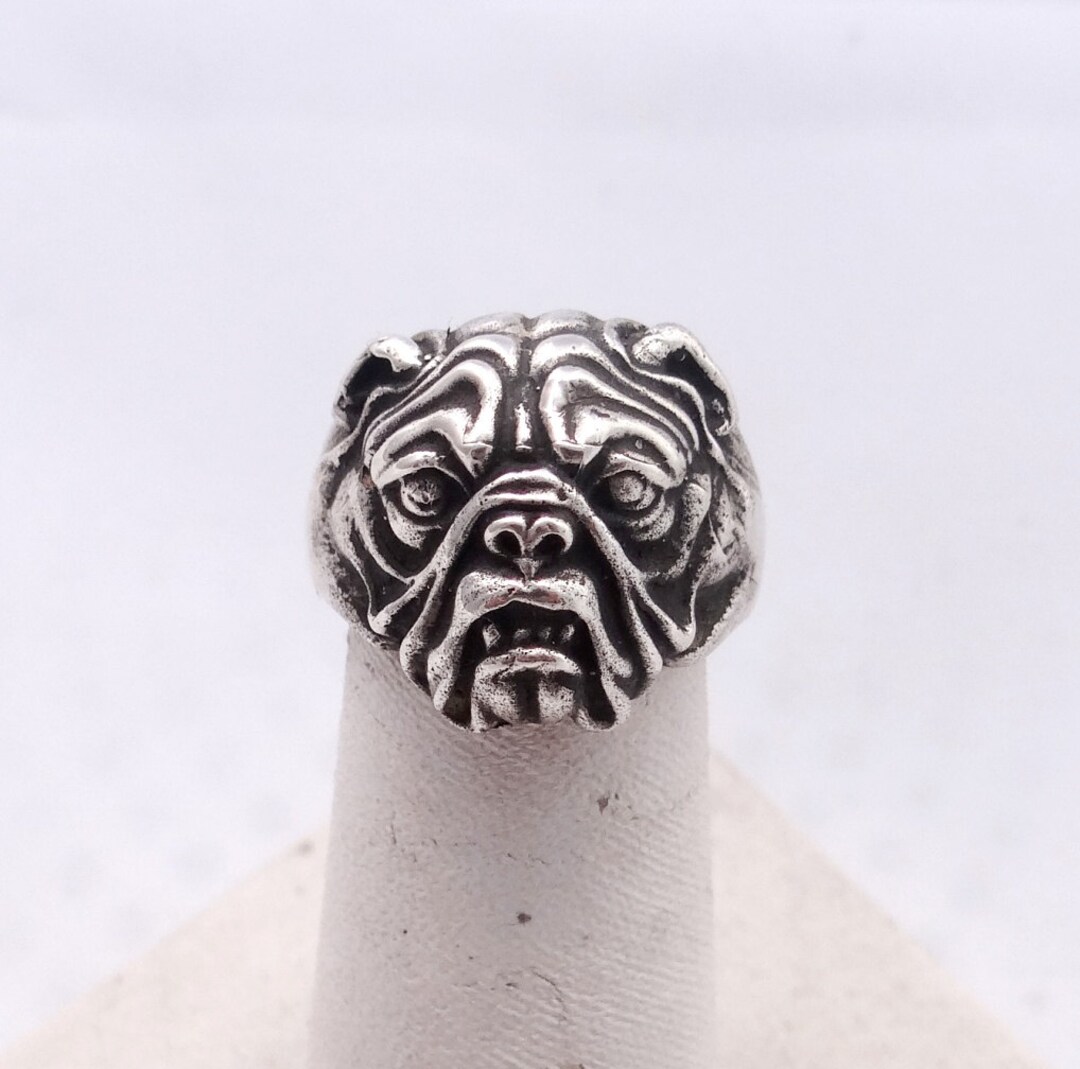 Boxer Dog Ring in Solid Sterling Silver Bulldog Animal Ring - Etsy