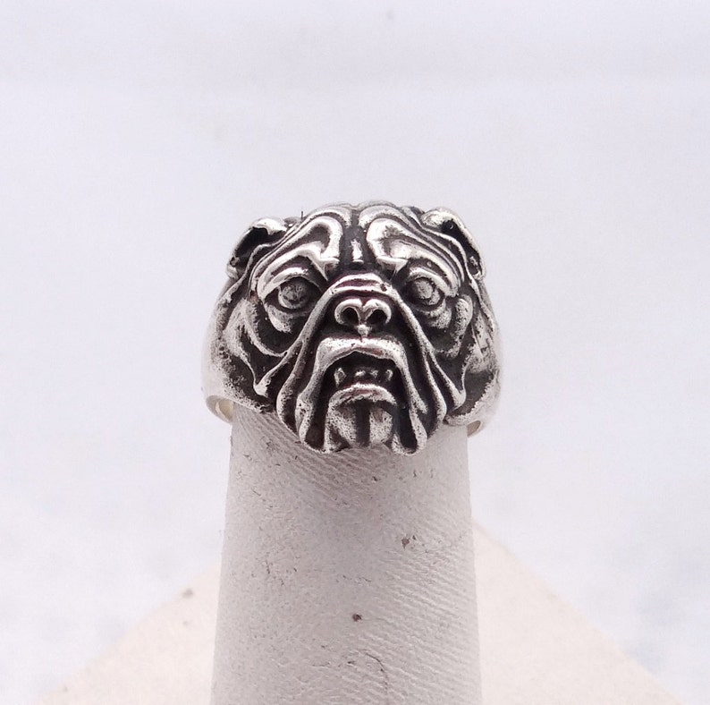 Boxer dog ring in solid sterling silver Bulldog animal ring | Etsy