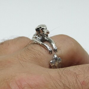 Golden Retriever Ring Sterling Silver, Dog Wrap Ring, Animal Ring ...
