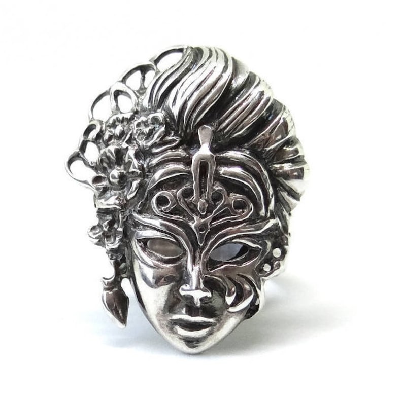925 Sterling Silver Venice Mask Ring Handmade Silver Ring - Etsy