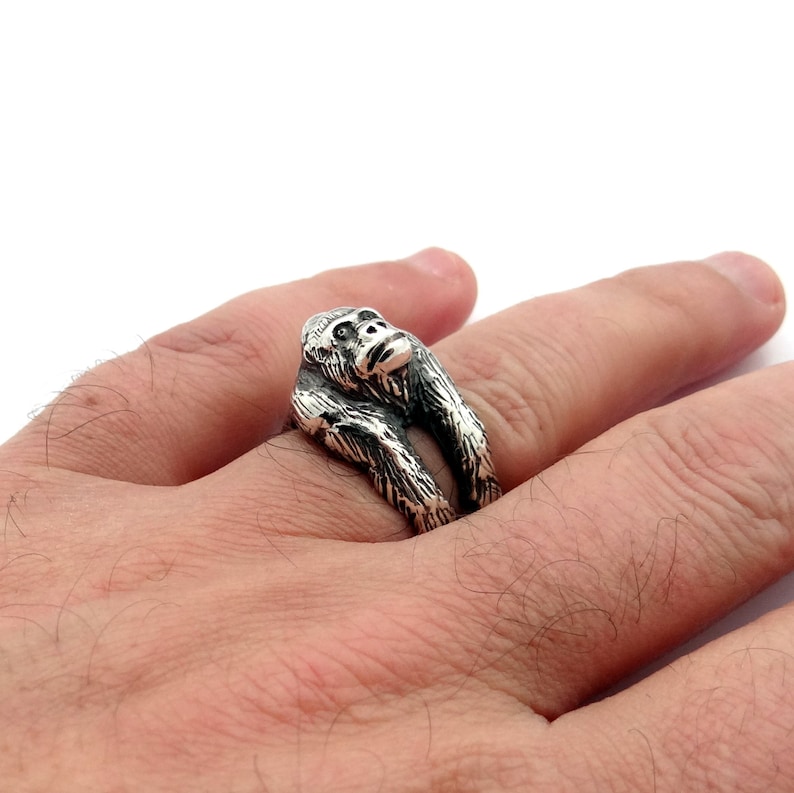 Silver Gorilla Ring Silver Ring Sterling Silver Ring Ape - Etsy