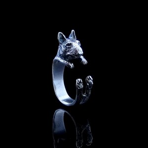 Sterling Silver Bull Terrier Ring, Dog Wrap Ring, Animal Wrap Ring ...