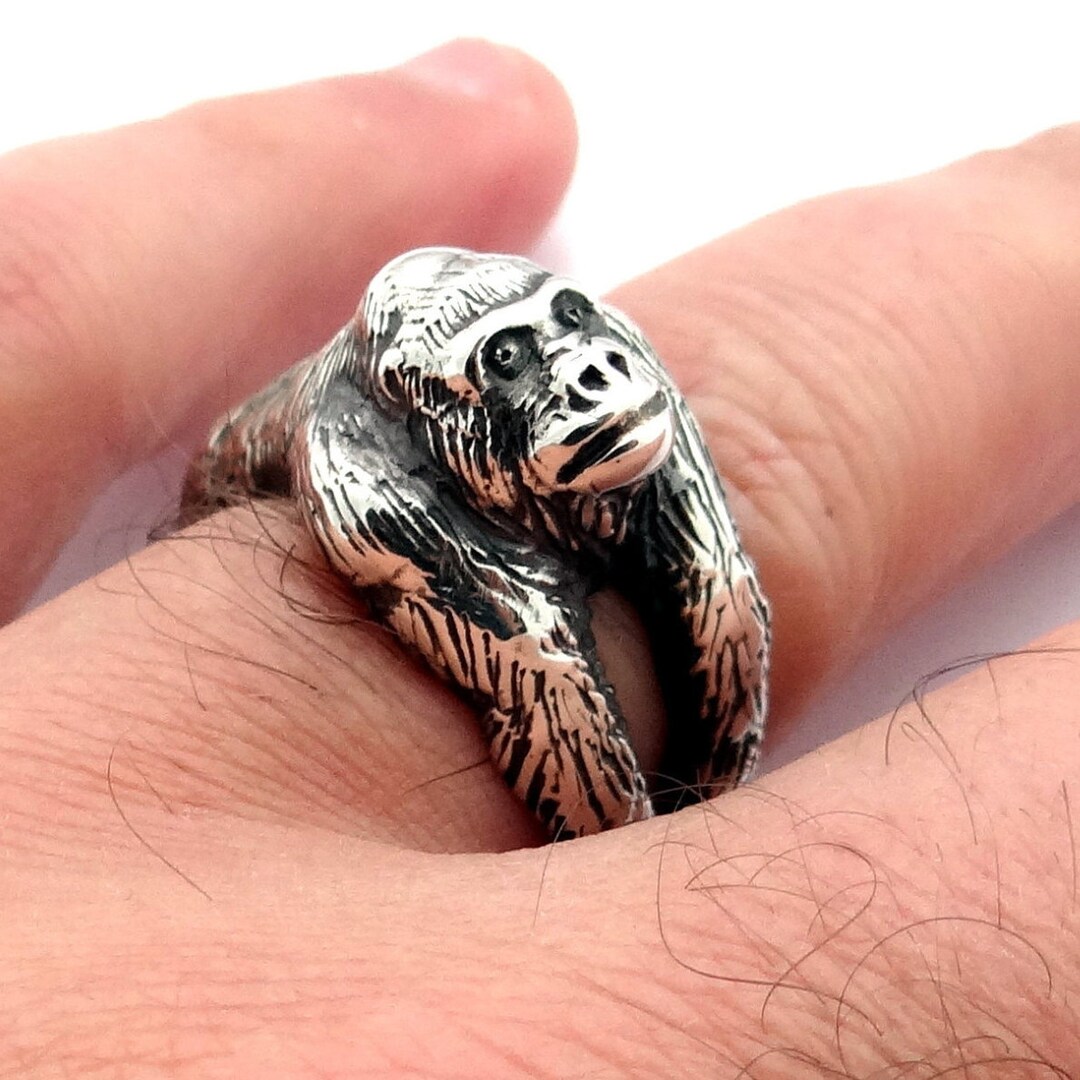 Silver Gorilla Ring, Silver Ring, Sterling Silver Ring, Ape Ring ...