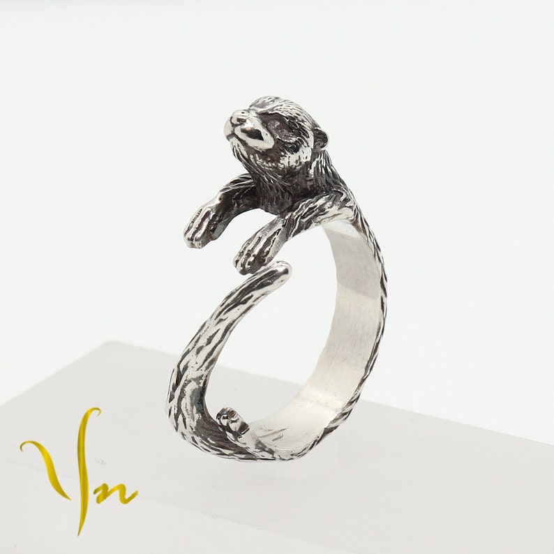 Handmade Silver Adjustable Otter Ring | Etsy