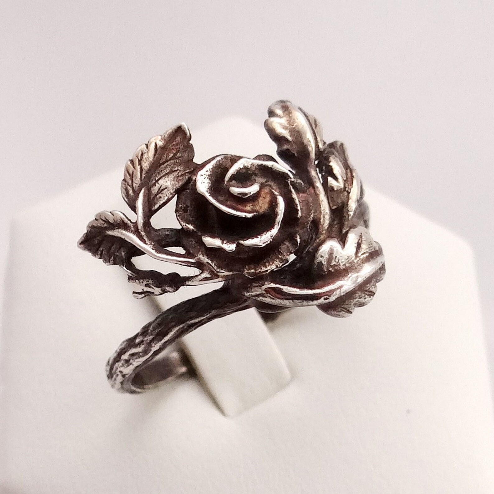 Beautiful Sterling Silver Rose Ring Detailed Floral | Etsy