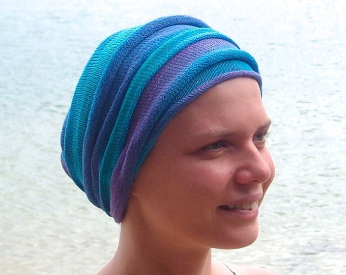USA Ocean Blues Turban Head Wrap -full Head Coverage for Hair Loss ...